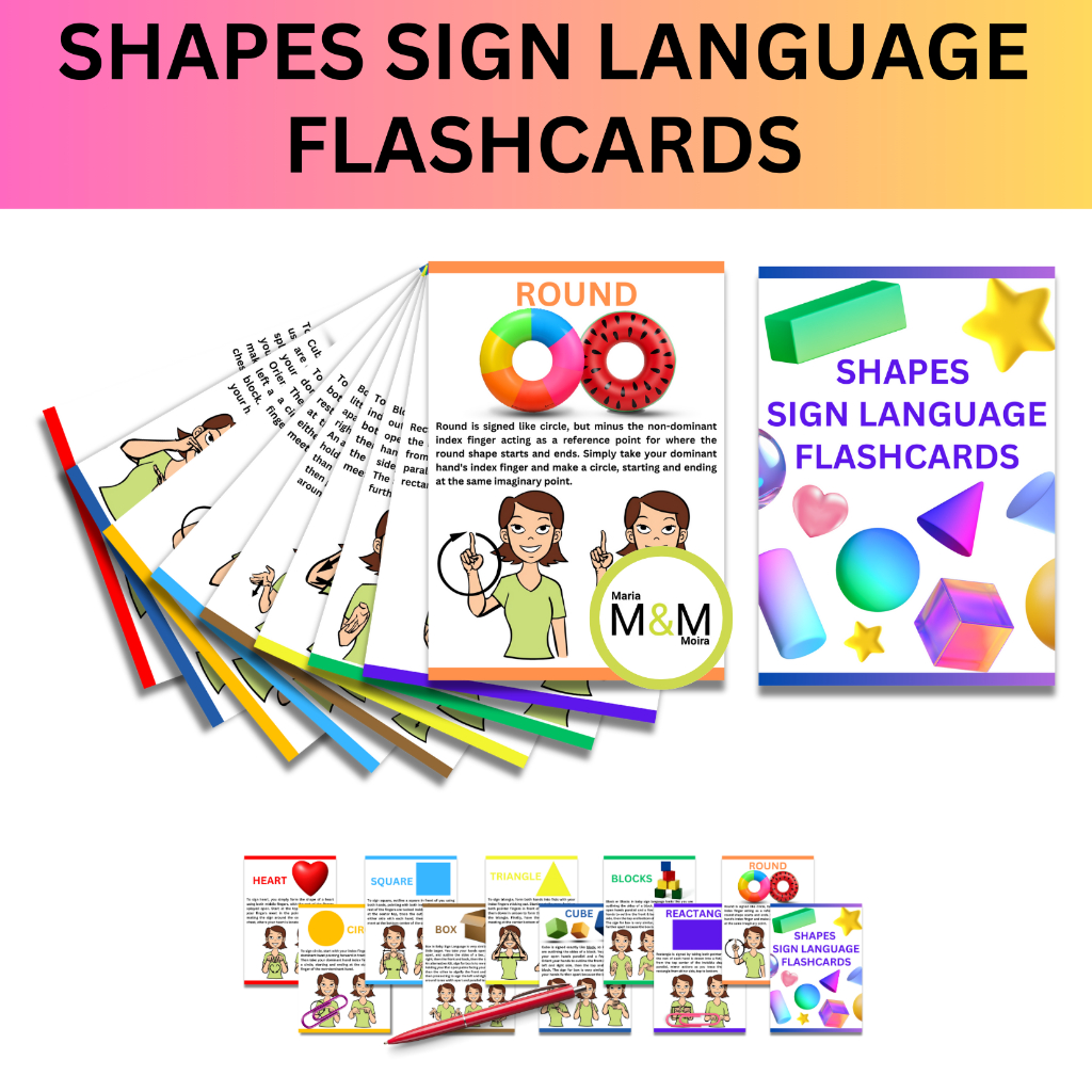 SHAPES Sign Language Laminated Flashcards, ALS American Sign Language ...