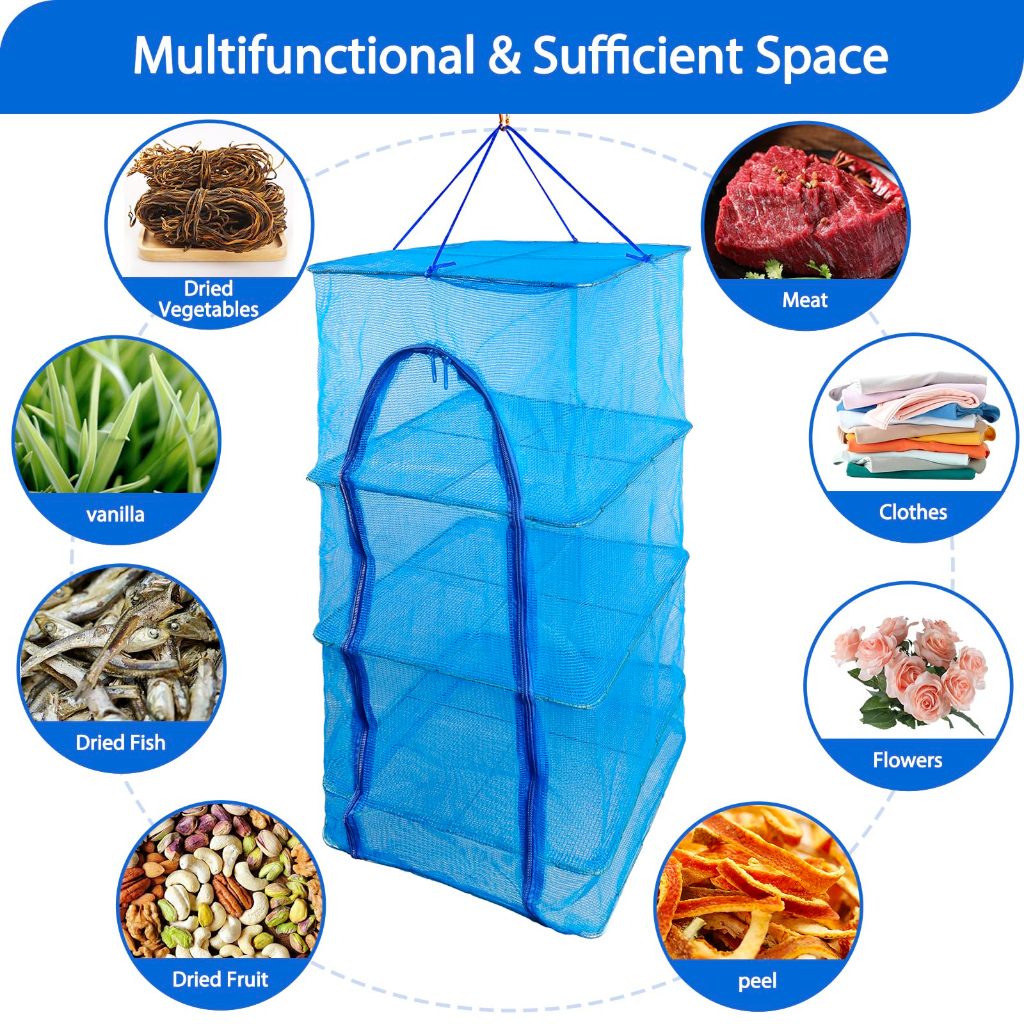 Foldable Hanging Drying Net Fish Net Drying Rack Hanging Vegetable Fish ...
