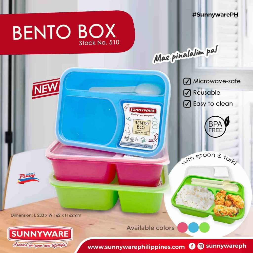 NEW BENTO BOX BY SUNNYWARE WITH SPOON AND FORK | Shopee Philippines