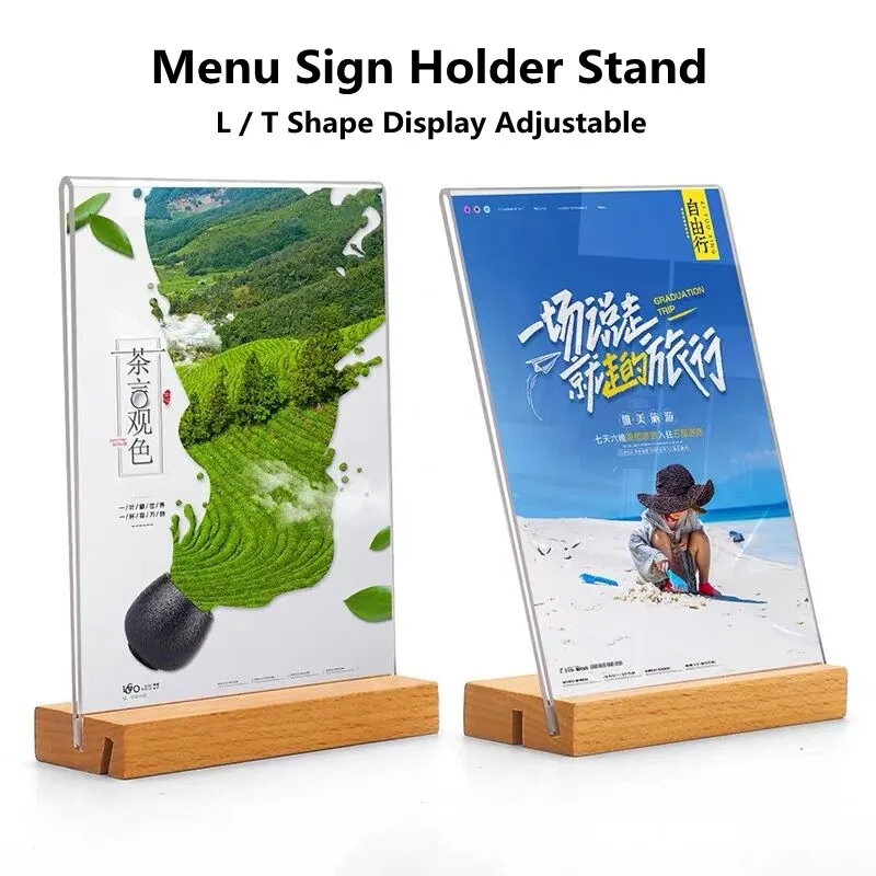 Acrylic T/L-Shape Display Stand A4 Double Sided Plastic Paper Holder ...