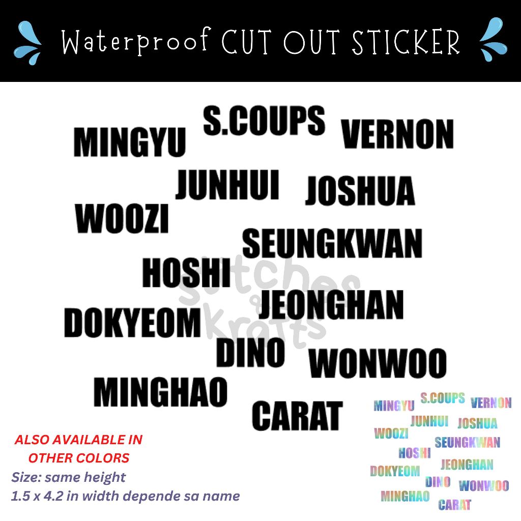 Seventeen members sticker waterproof cut out vinyl decal | Shopee ...