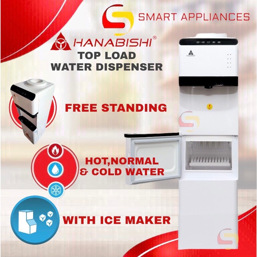 Hanabishi Water Dispenser Free Standing Hot Normal Cold with Ice Maker ...