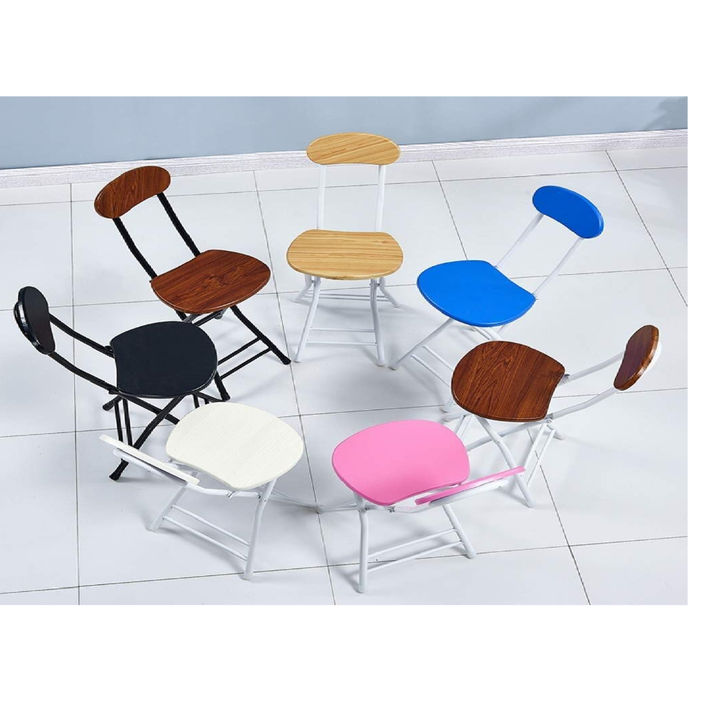 Portable Folding Round Chair Backrest Heavy Duty Fold up Stool Metal ...