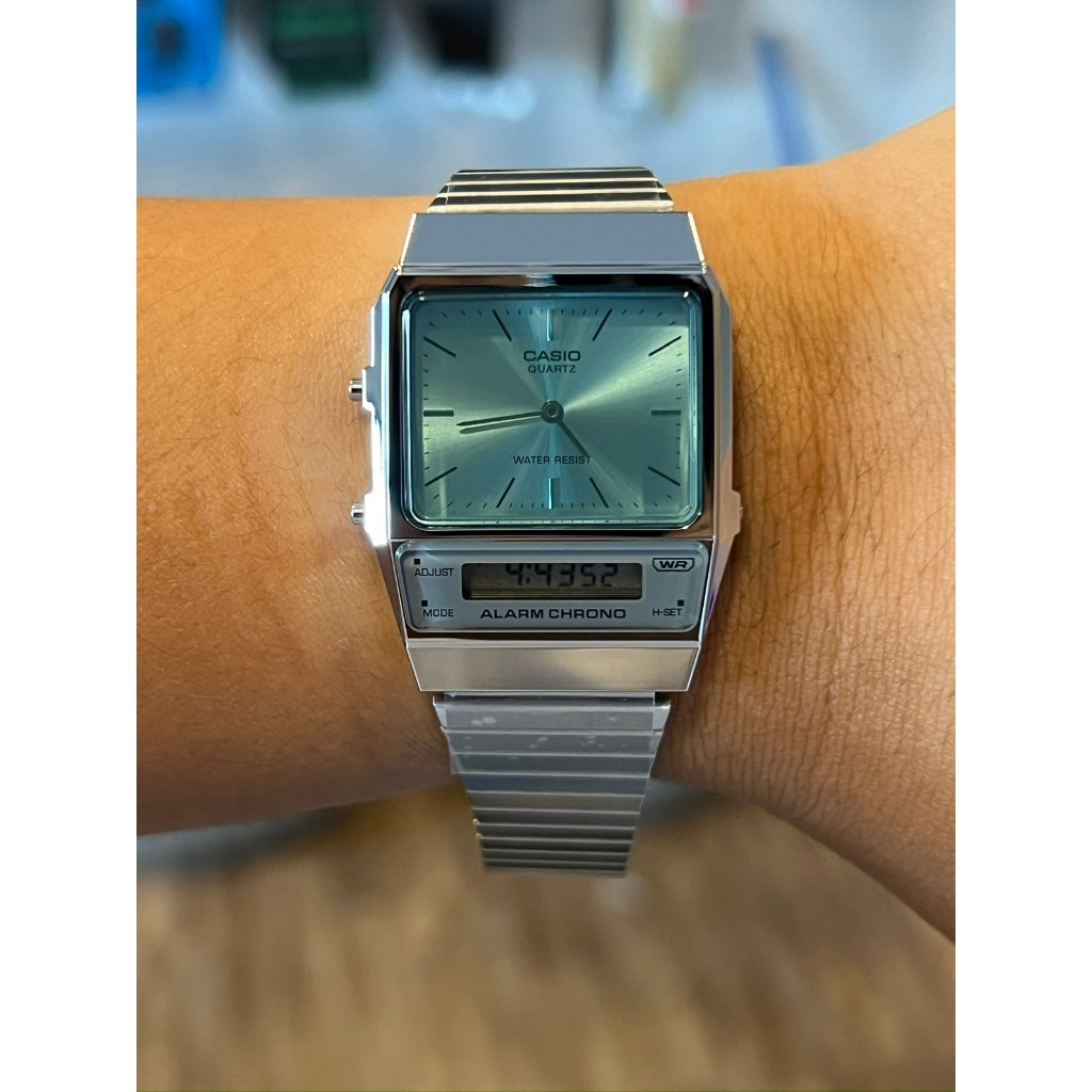 ORIGINAL CASIO Analog Blue Dial Digital Vintage Watch AQ-800EC-2A ...