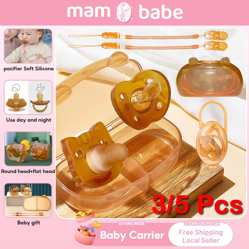 3 In 1 Baby Pacifier Set Anti-drop Chain Nipple Box Silicone Teether ...