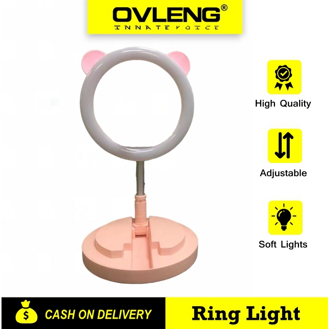 D8 Foldable LED Ring Light Live Broadcast Dimmable Stand with Ears ...