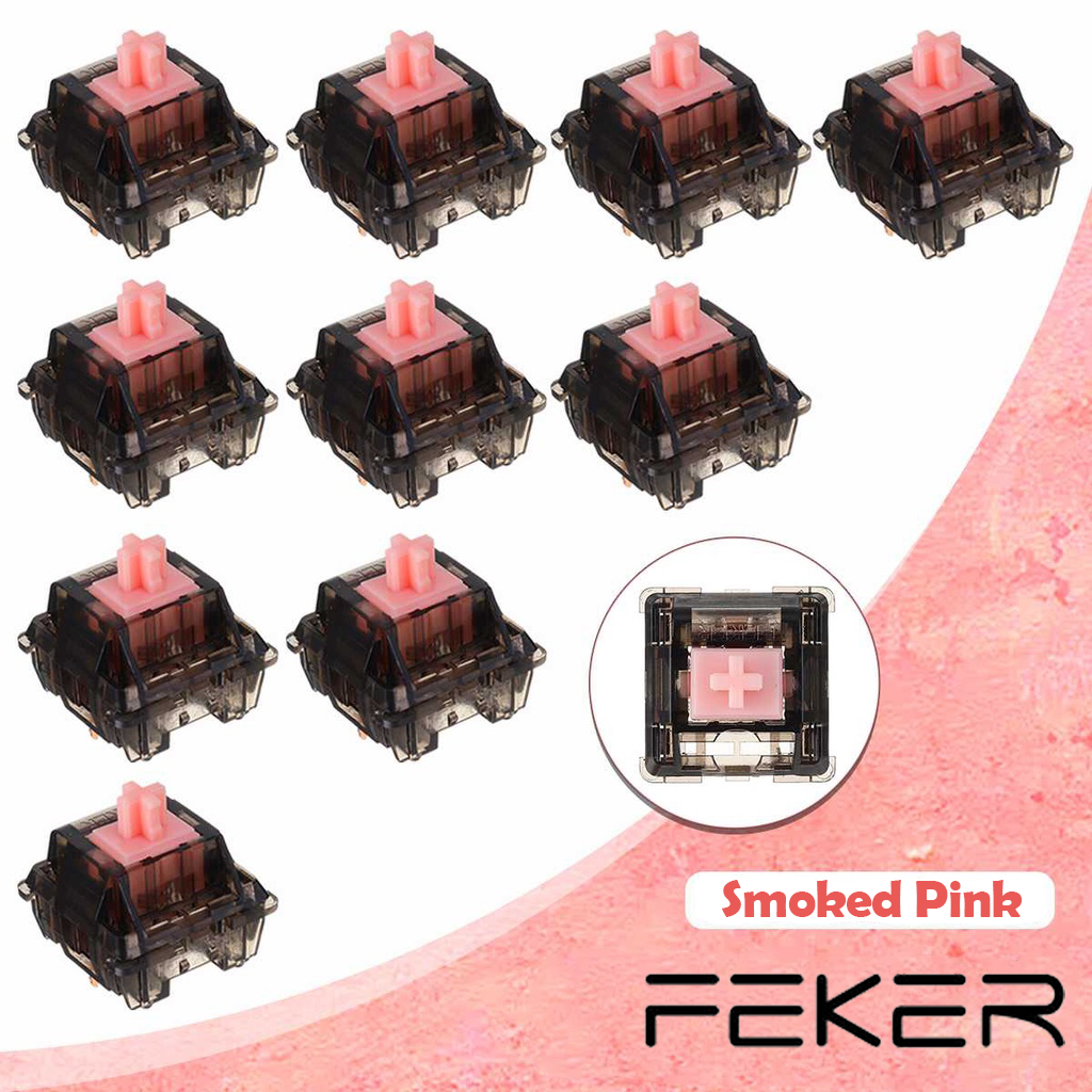 FEKER 100pcs Smoked Pink Switches 3pin Linear Pre-lubed Switch for ...