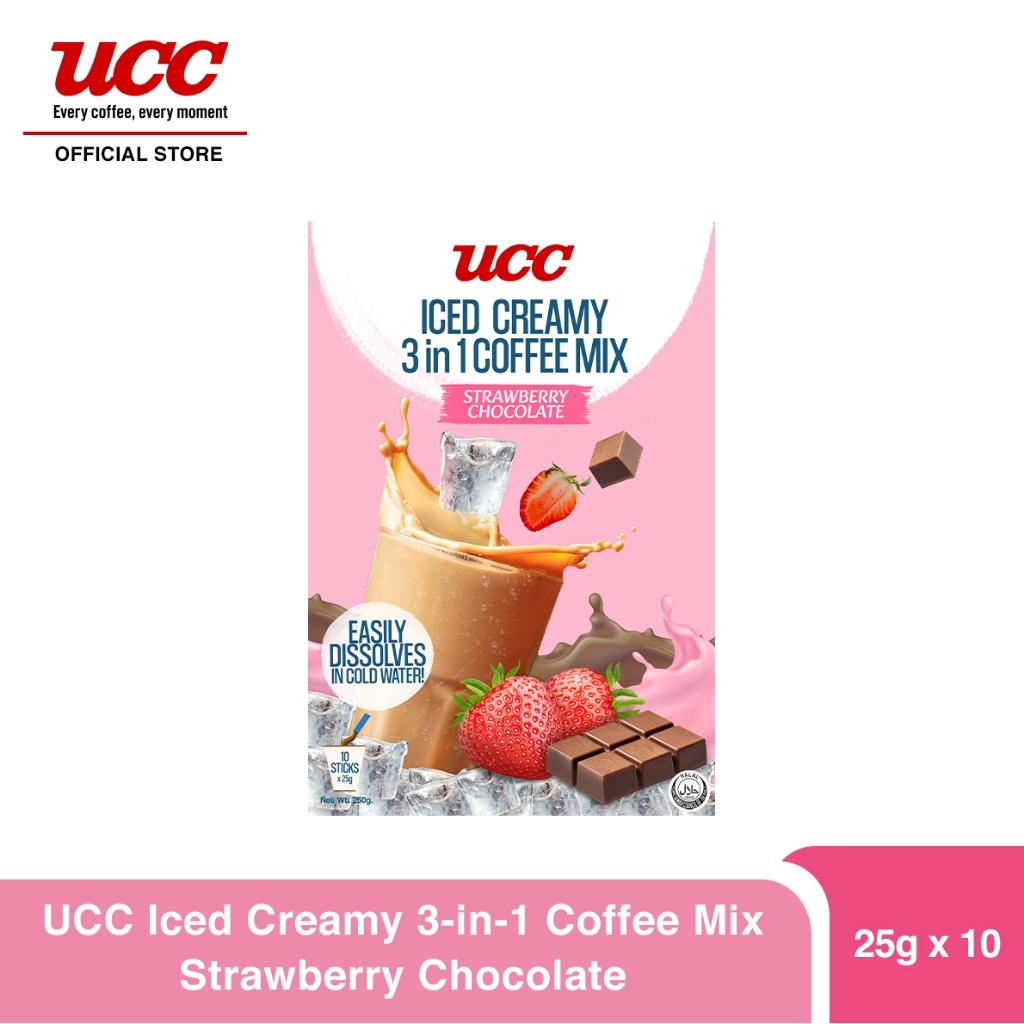 UCC Iced Creamy Fruity Strawberry Chocolate 3-in-1 Coffee Mix | Shopee ...