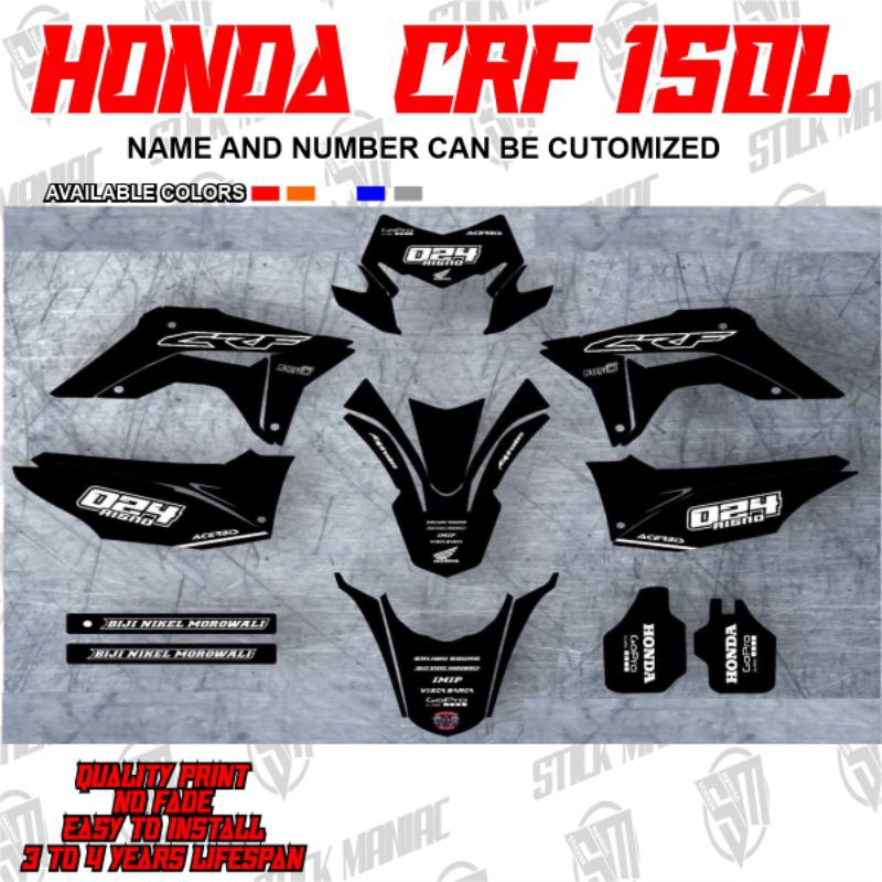 Honda CRF 150L decals sticker, laminated | Shopee Philippines