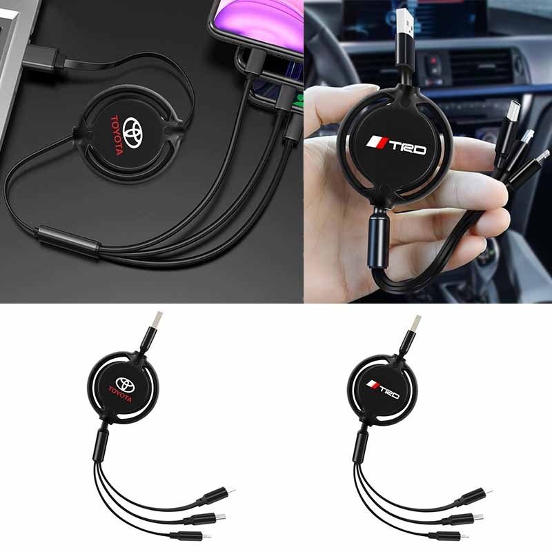 Car 3 in 1 Fast Charging Cable Type C/ Android/ iPhone/ Micro USB Cable ...