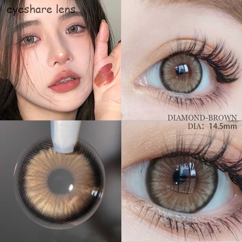 Eyeshare Contact lens with grade 0.0~-10.00 Diamond Brown/Gray doll ...