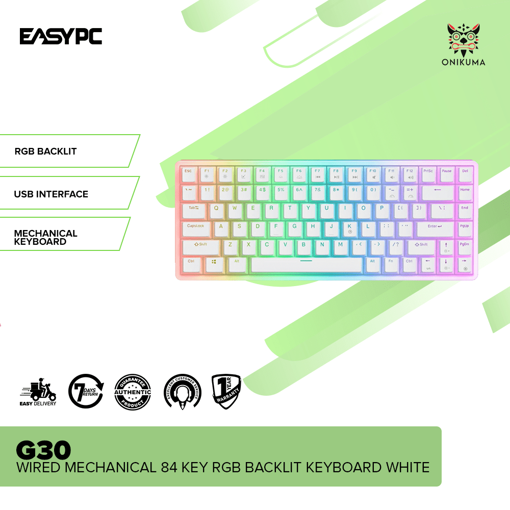 EasyPC| Onikuma G30 84 keys mechanical keyboard gaming | Wired| RGB ...