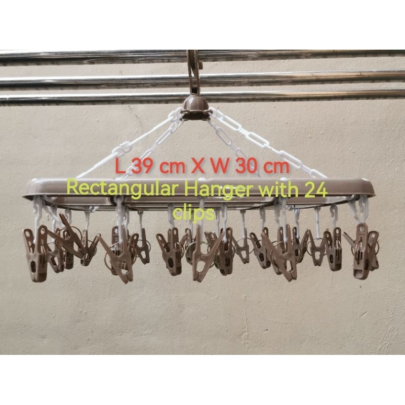 24 Clips Rectangular Plastic Hanger Drying Rack Rotatable Hanger #728 ...