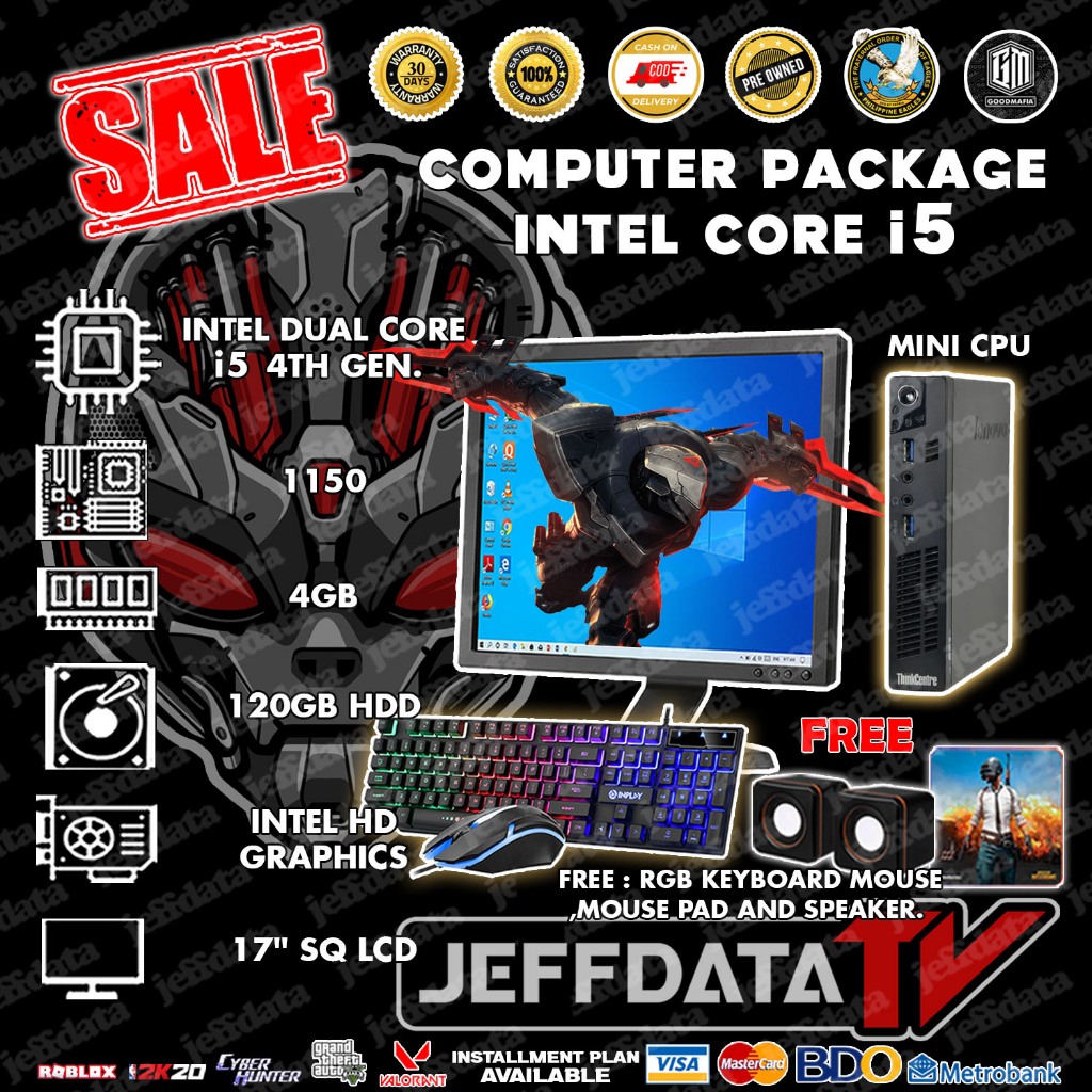 JEFFDATAPC - COMPUTER PACKAGE INTEL CORE i5 4TH GEN 1150 4GB 120GB HDD ...