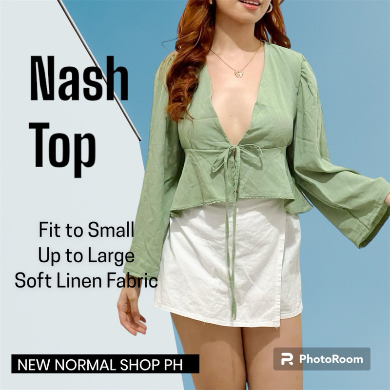 Nash Top V Neck Drawstring Plain Top Ruched Front Blouses For Women ...