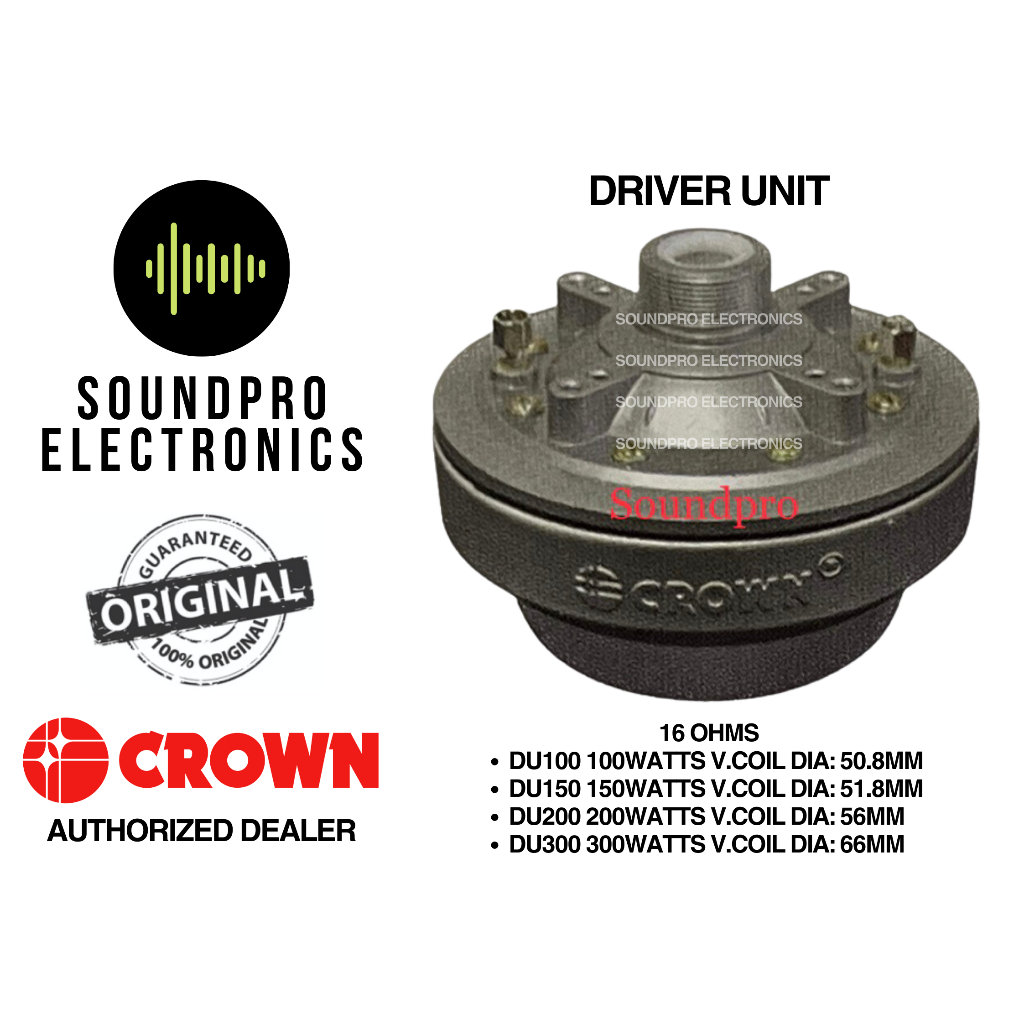 CROWN Driver Unit DU100 DU150 DU200 DU300 DRIVER UNIT ONLY | Shopee ...