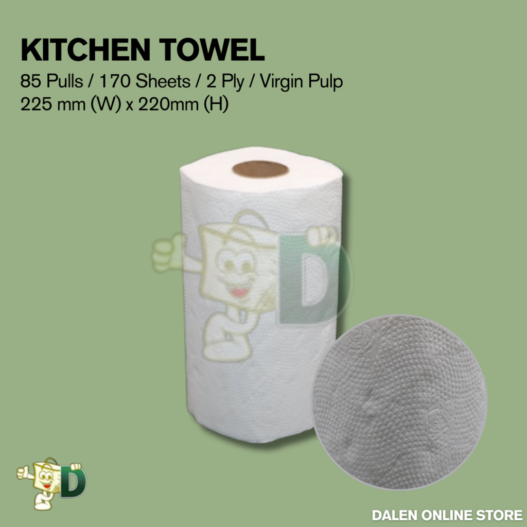 Kitchen Tissue / 85 Pulls / 170 Sheets / 2 Ply / Virgin Pulp / 225 mm ...