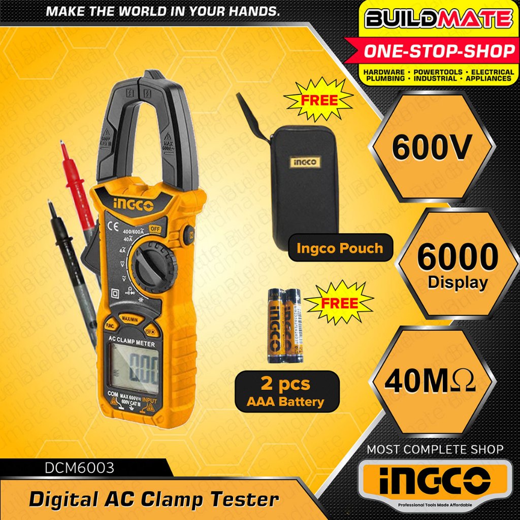 BUILDMATE Ingco 6000 Counts TRUE RMS Digital Clamp Meter Multimeter ...