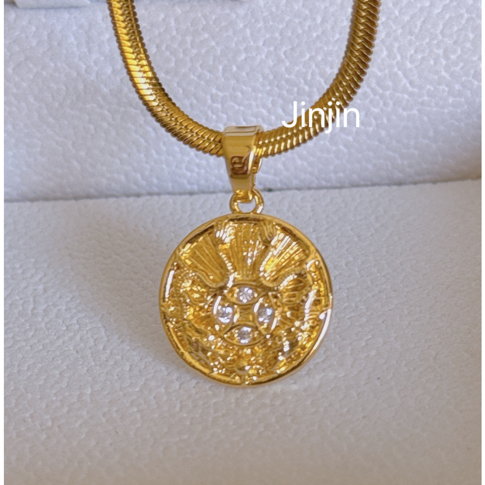 18k LUCKY Charm Money Catcher Coin Charm Class A necklace | Shopee ...