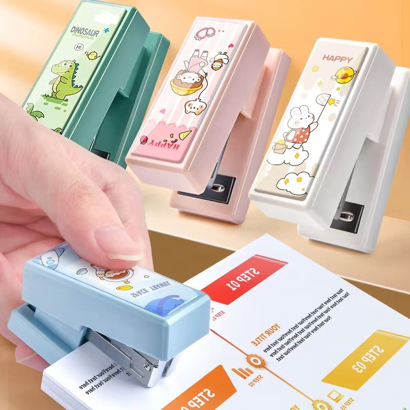 Cartoon Mini Stapler Staples Learning Bookbinding Paper Stapler Set ...