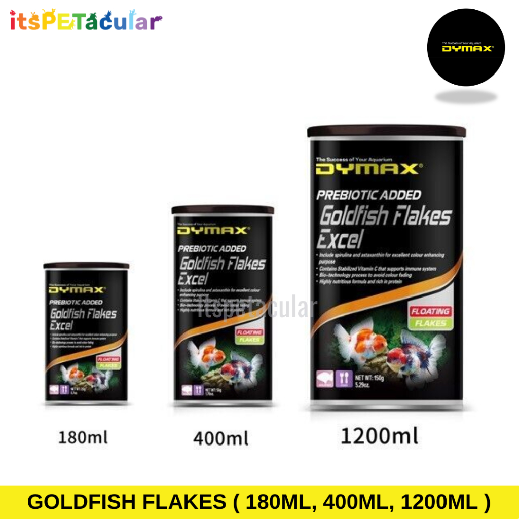 DYMAX Goldfish Flakes Excel Prebiotic Added Floating Flakes ( 180ml ...