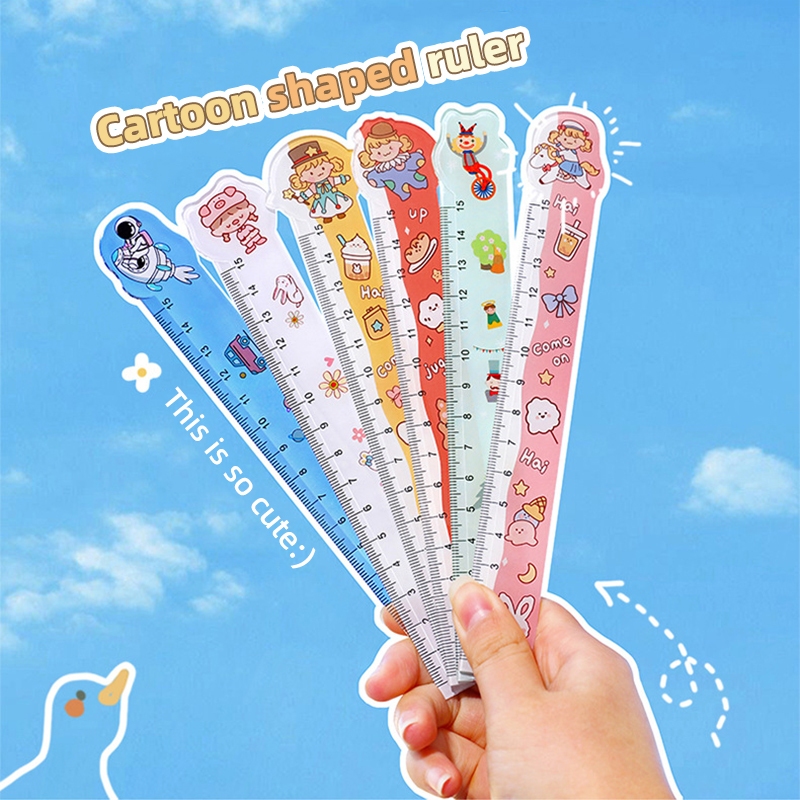 15CM Cartoon ruler students ins cute office drawing ruler measuring ...