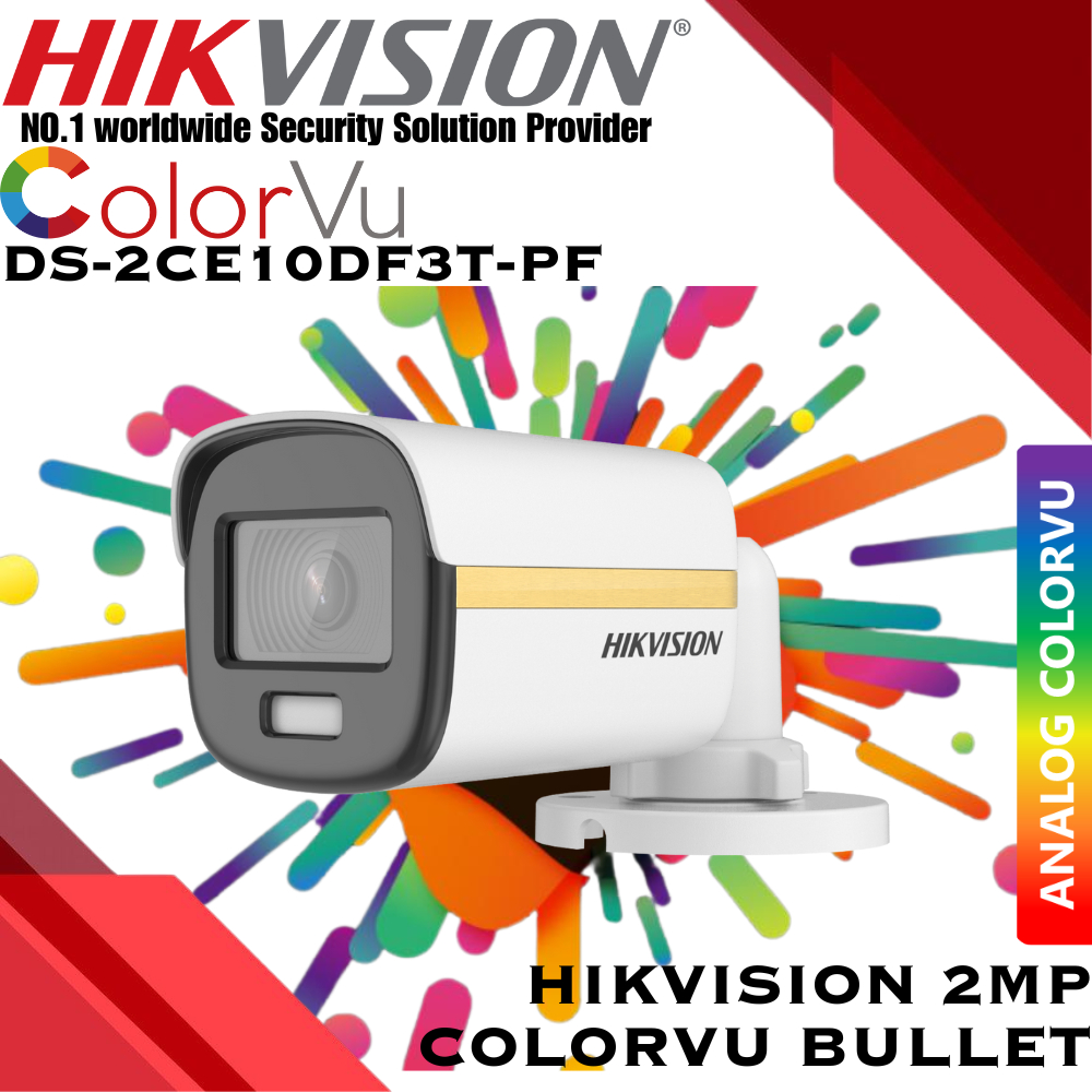Hikvision 2 MP ColorVu Fixed Mini Bullet Camera DS-2CE10DF3T-PF ...