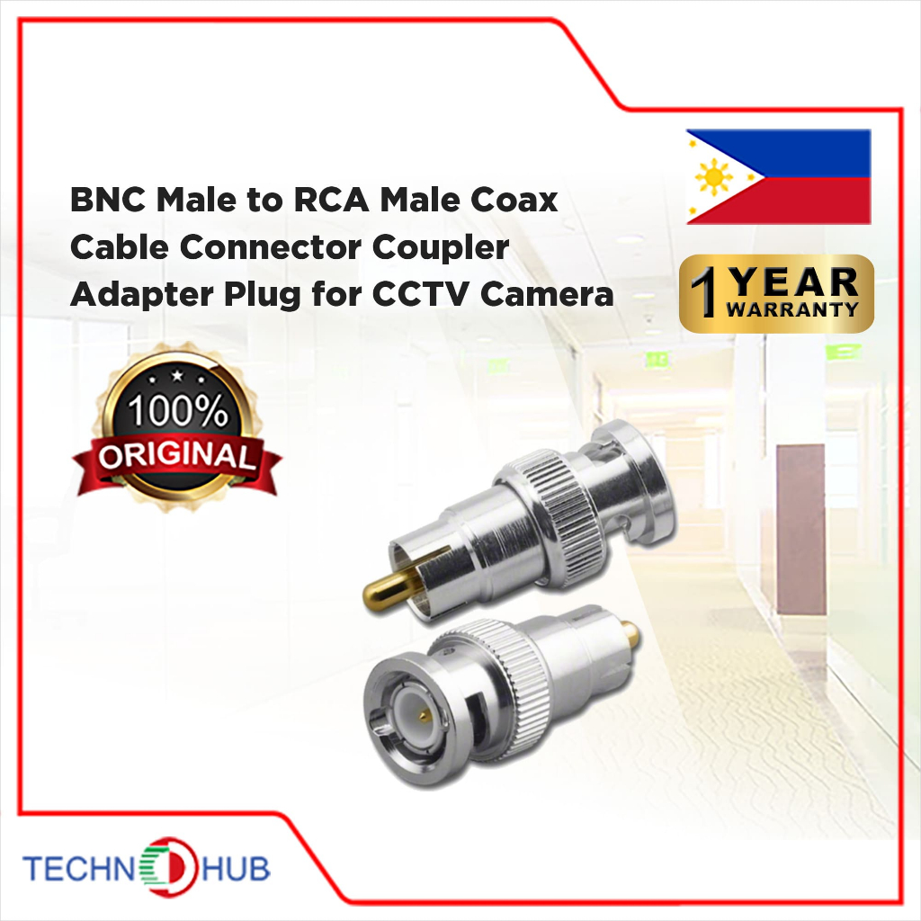 BNC Male to RCA Male Coax Cable Connector Coupler Adapter Plug for CCTV Camera | Shopee Philippines