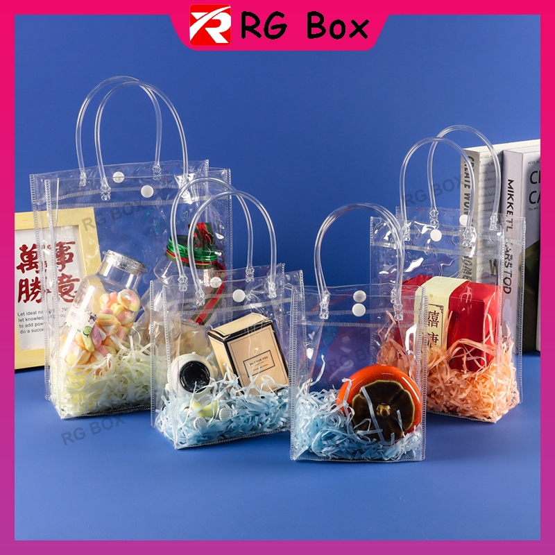 5PC-PVC Plastic Transparent Bag Transparent Tote handbag gift Clear bag ...