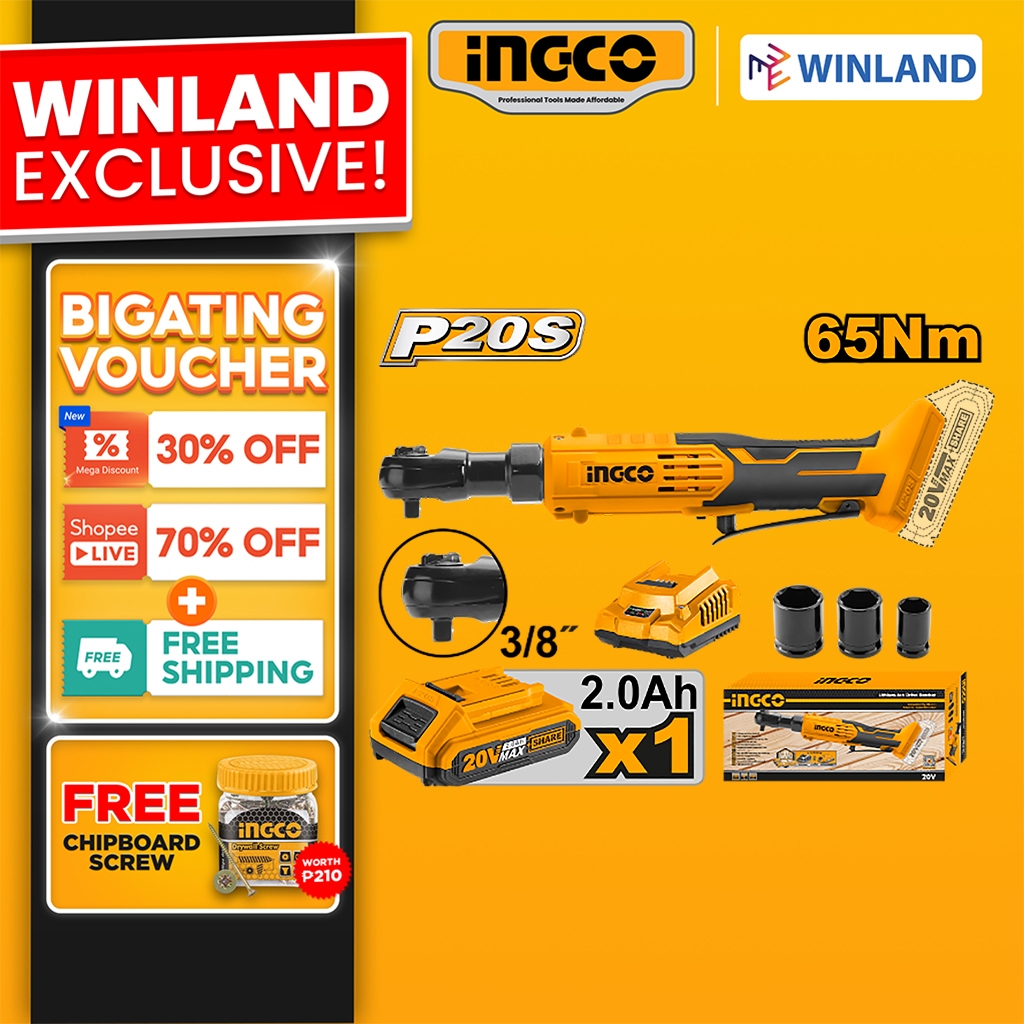 Ingco by Winland P20S 20V Lithium-Ion Cordless Drive Ratchet ...
