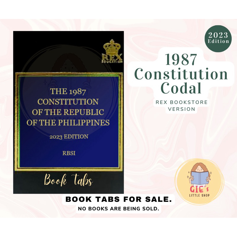 1987 Constitution Codal 2023 REX Tabs Flags Stickers Labels Law School ...
