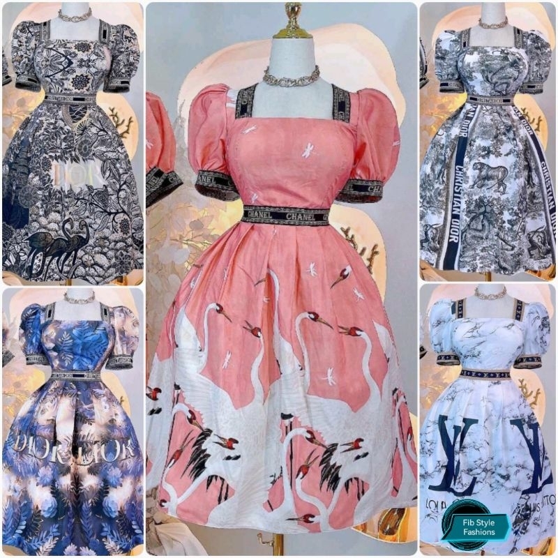 Stunning Midi Puff Sleeve Vietnam Padded Womenswear Dress | Shopee ...