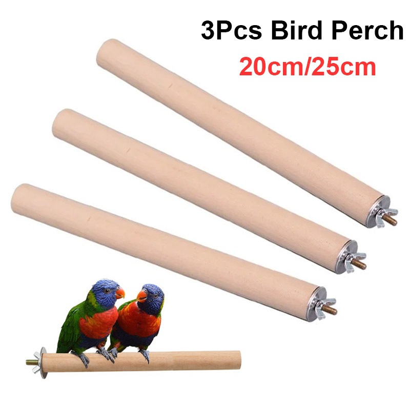 3Pcs Bird Perch 20/25cm Lengths Natural Wood Perches Stand Stick for ...