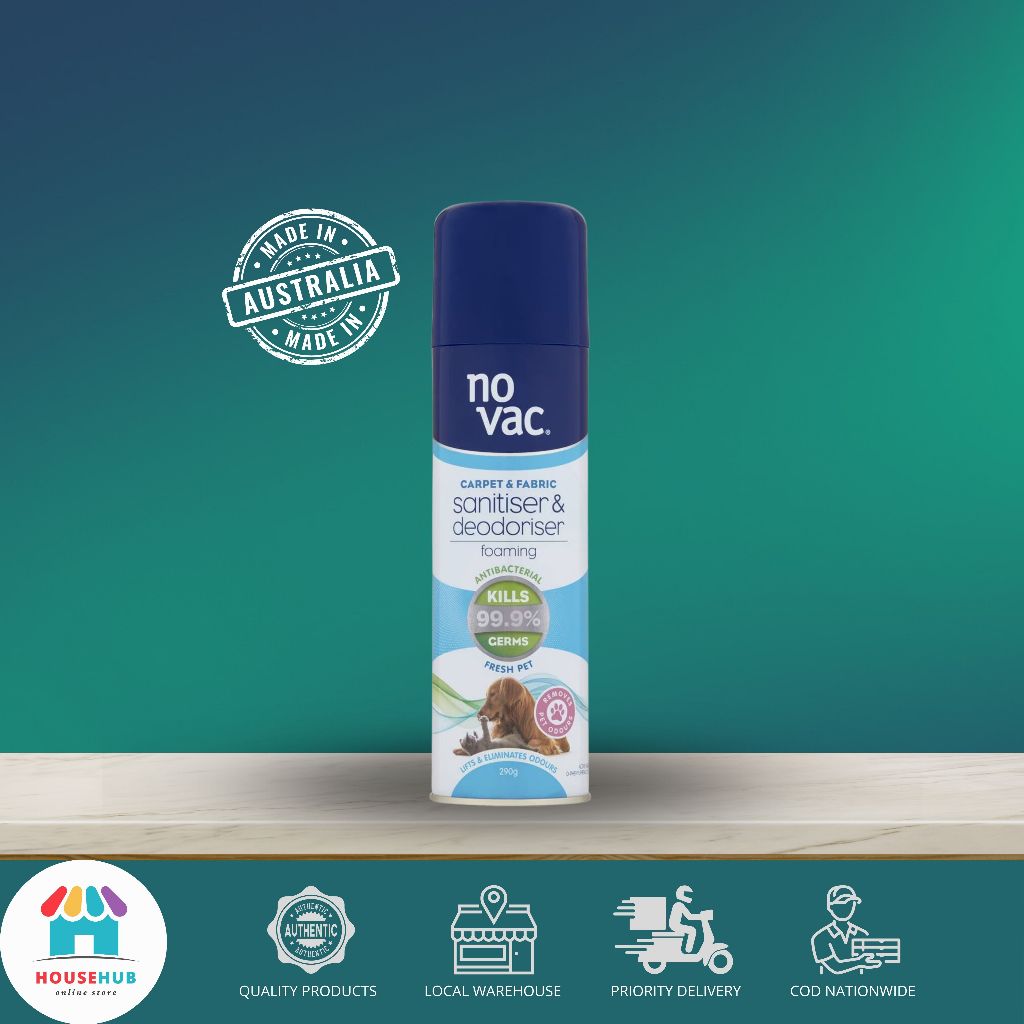 No Vac Home Care Foaming Sanitiser and Deodoriser Fresh Pet (290g ...