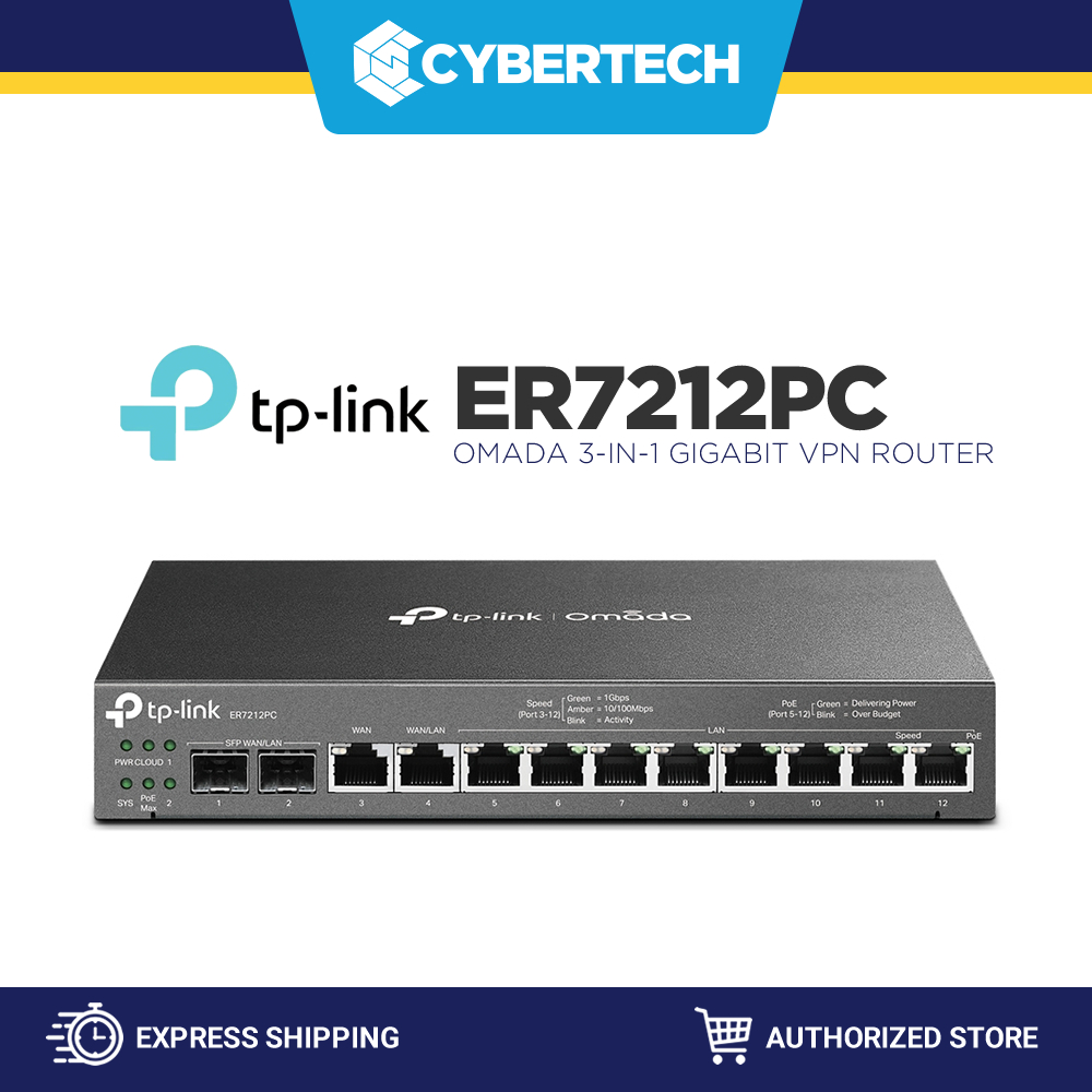 Cybertech TP-Link ER7212PC Omada 3-in-1 Gigabit VPN Router | Shopee ...