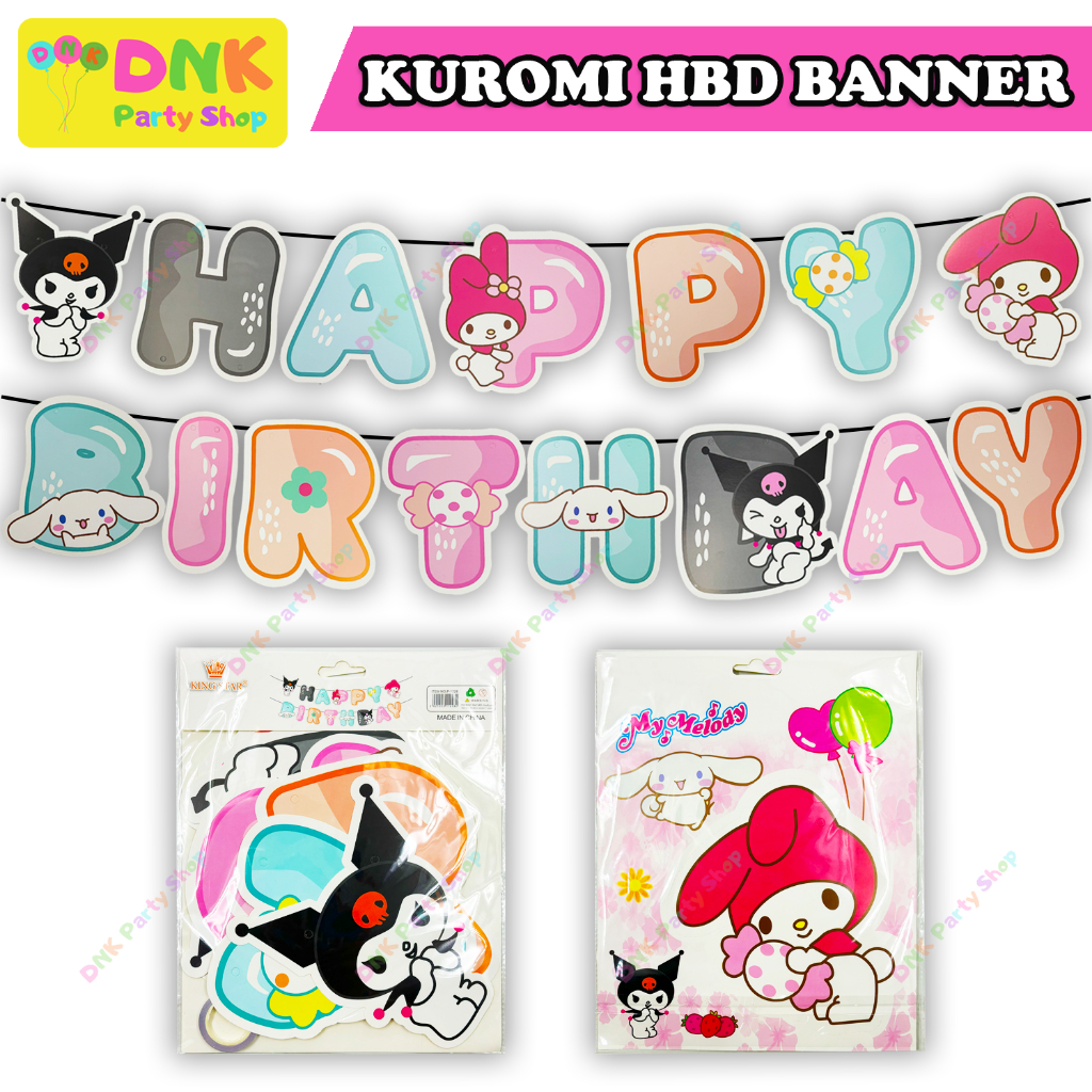 Happy Birthday Banner HBD Sanrio Kitty Cinnamoroll Kuromi My Melody ...