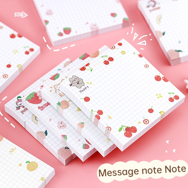 ASH⭐80 pcs Cute Fruit Grid Post-it Ins Style Note Paper Cartoon ...