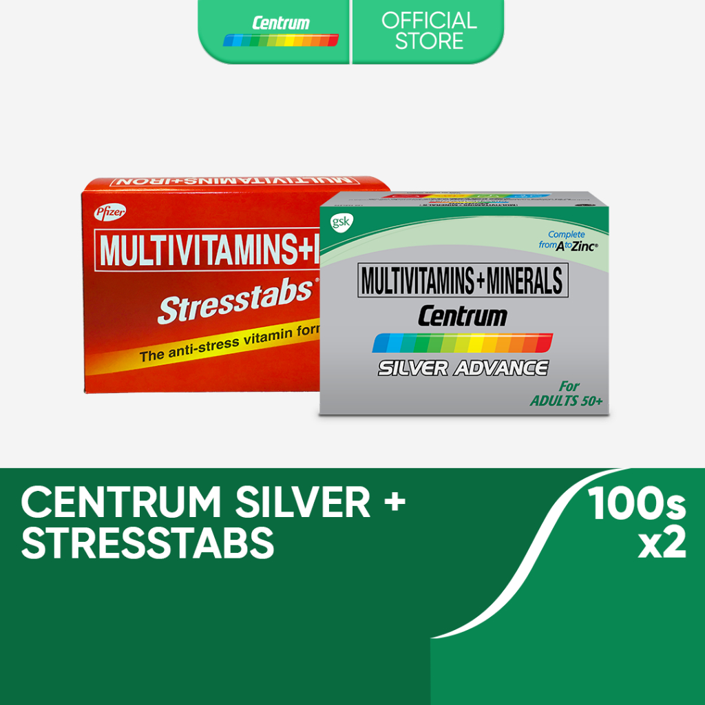 Centrum Silver Advance 100s + Stresstabs 100s Multivitamins and ...