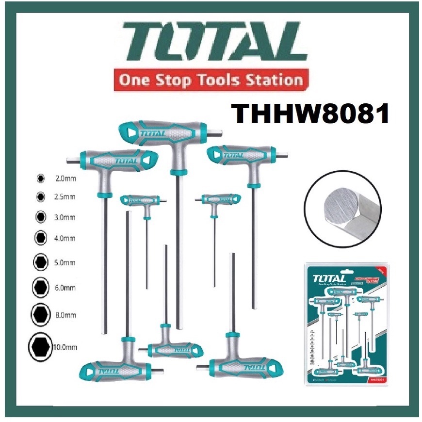 TOTAL Hex wrench THHW8081 2mm-10mmT handle wrench Allen screw wrench 8 ...