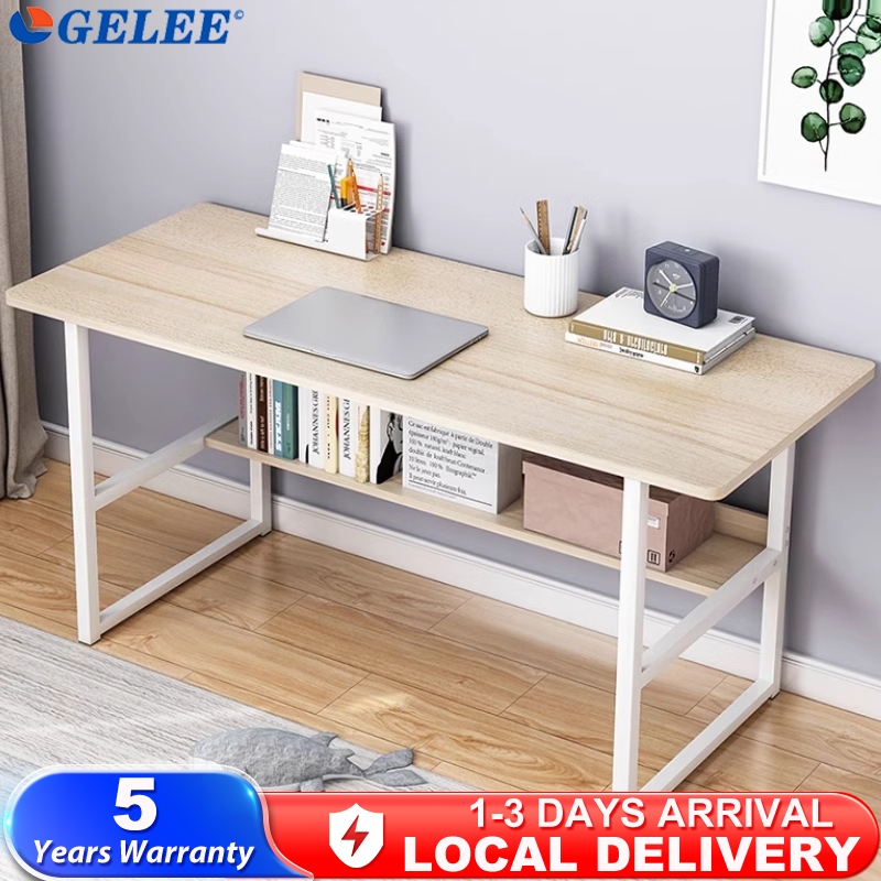 Study Table 1/2 Layer With Rack Double Layer Computer Table Writing ...