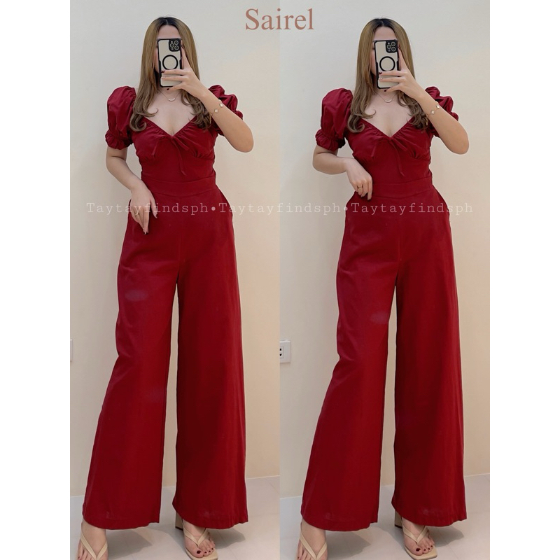 SAIREL PUFF TIE AND WIDE LEG PANTS COORDINATES | taytayfindsph | Shopee ...