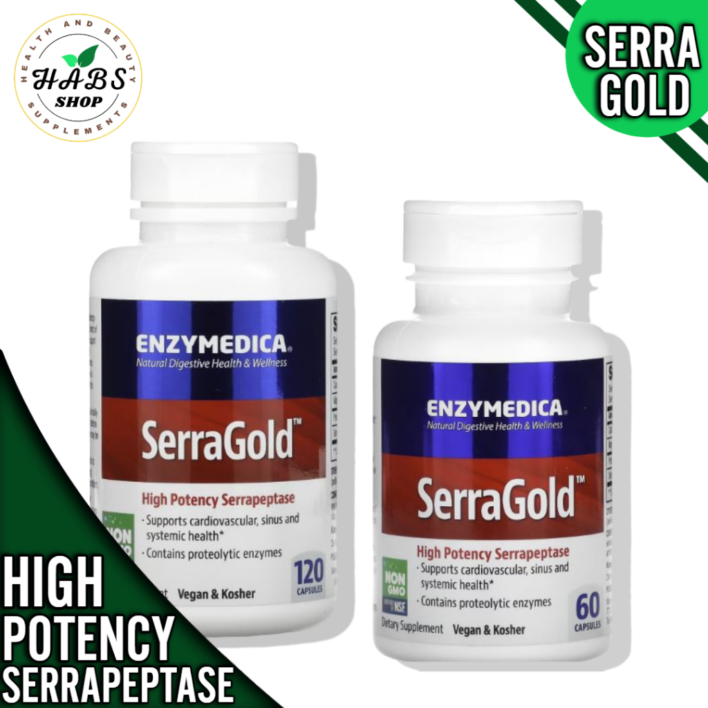 High Potency Serrapeptase Enzymedica SerraGold 120 Capsules or ...