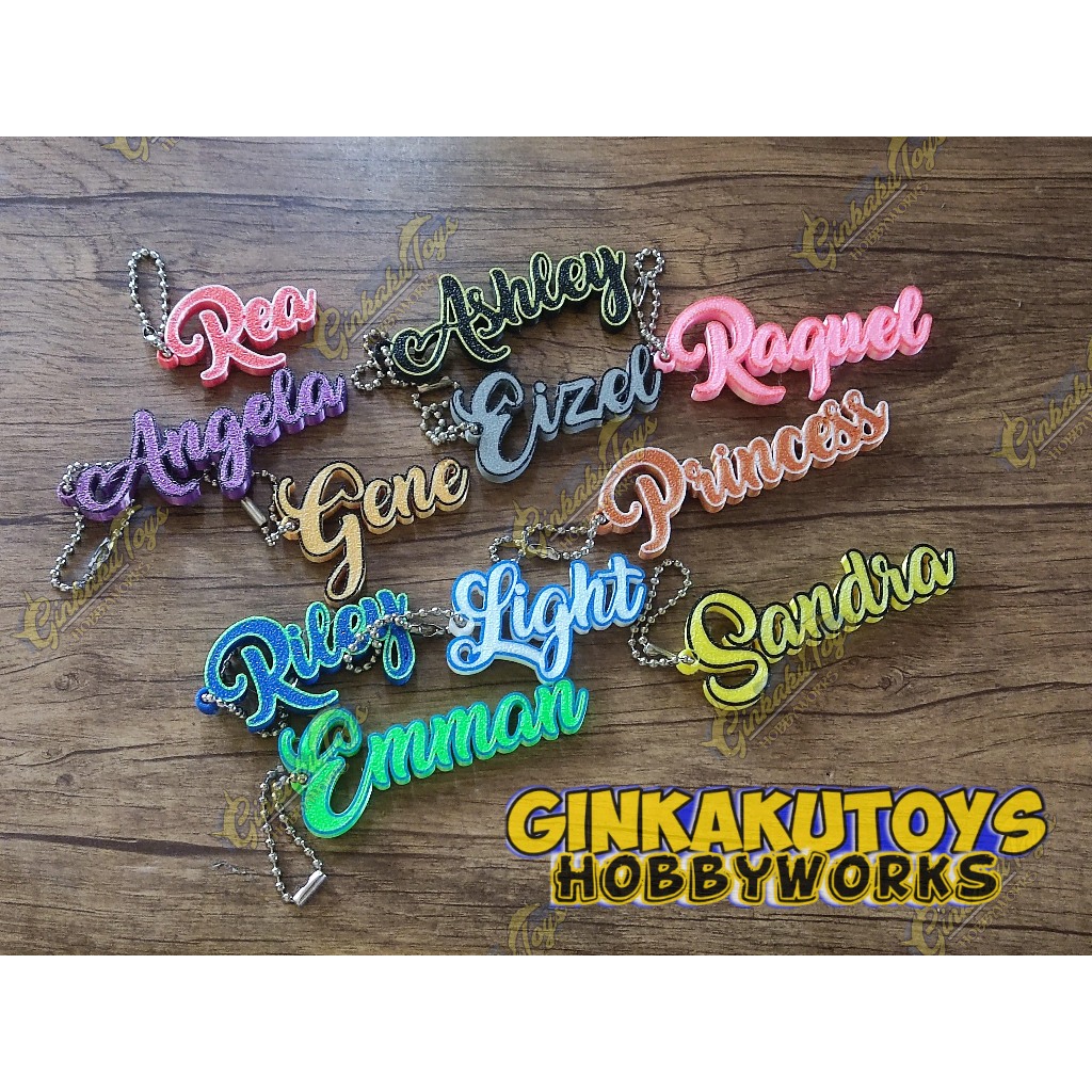 Personalized Keychain Name Customized DUAL COLOR GLITTER Fonts Bag Tags ...