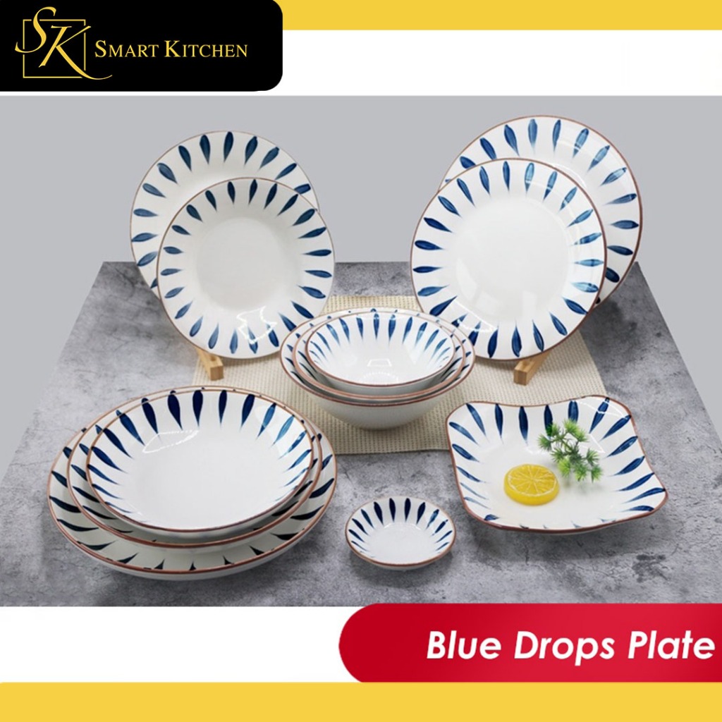 Smart Kitchen Blue Drops Plate Dining Plates/Fruit plate/Soup Plate ...
