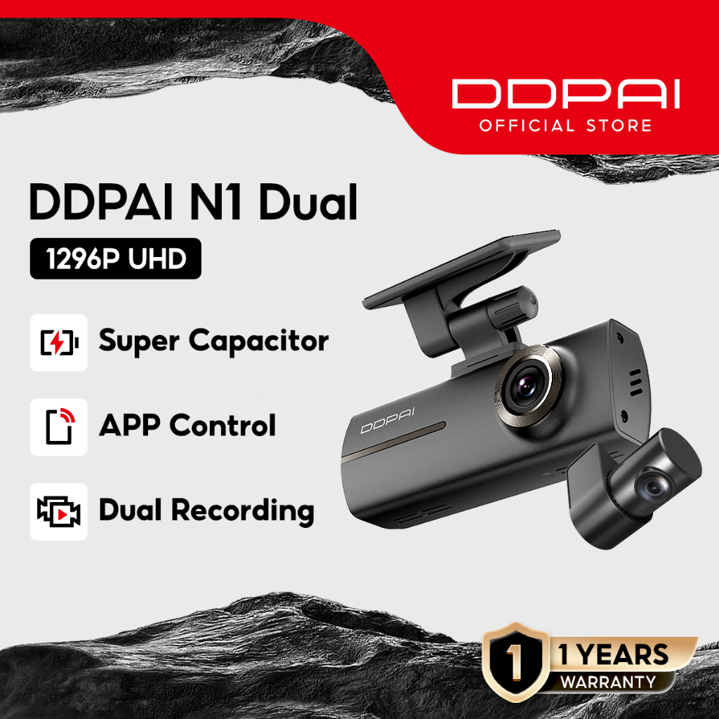 DDPAI N1 Dual Dash Cam 1296P Full View HD 135° Night Vision 24 Hours ...