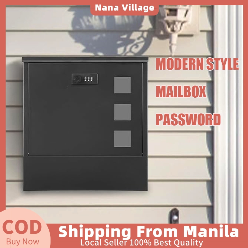 【On Stock】Steel Combination Lock Mail Boxes Outdoor Locking Wall Mount ...
