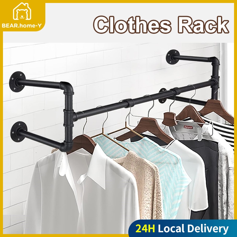 Clothes Hanger Hat Rack Detachable Wall Mounted Clothes Hanger Rod ...