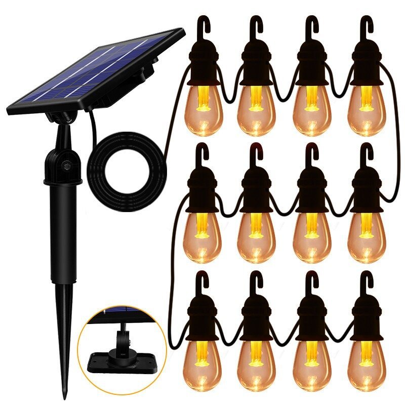 12 Bulbs Solar String Light Waterproof Edison Solar Bulb Lights ...