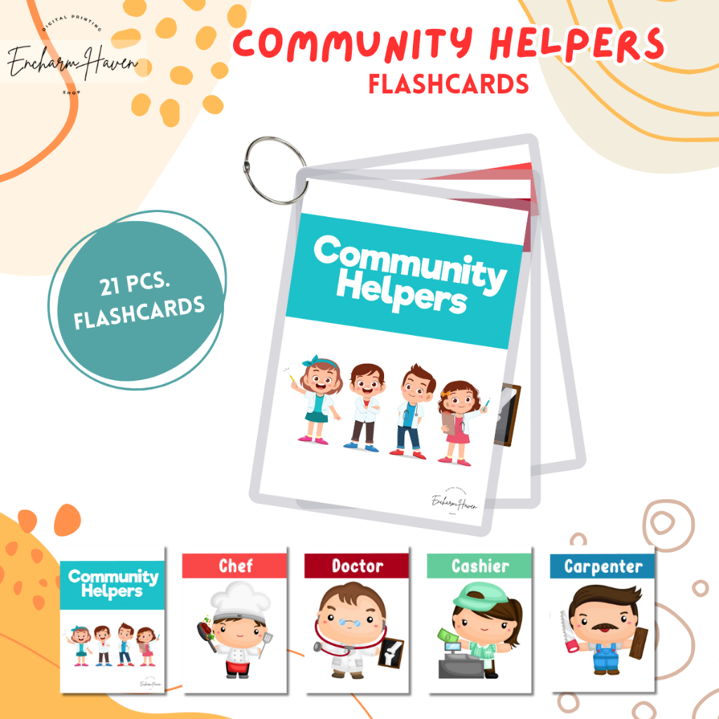 'COMMUNITY HELPERS' Fully Laminated Educational Flashcards [21 pcs ...