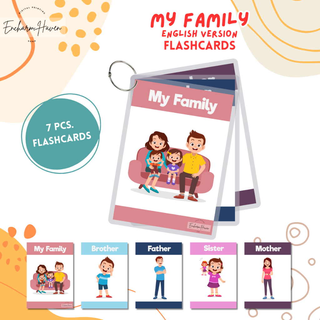 'MY FAMILY' Fully Laminated Educational Flashcards [7 pcs. Flashcards ...